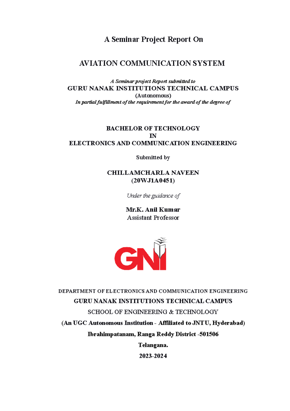 Naveen DOC TS - Notes - A Seminar Project Report On AVIATION ...