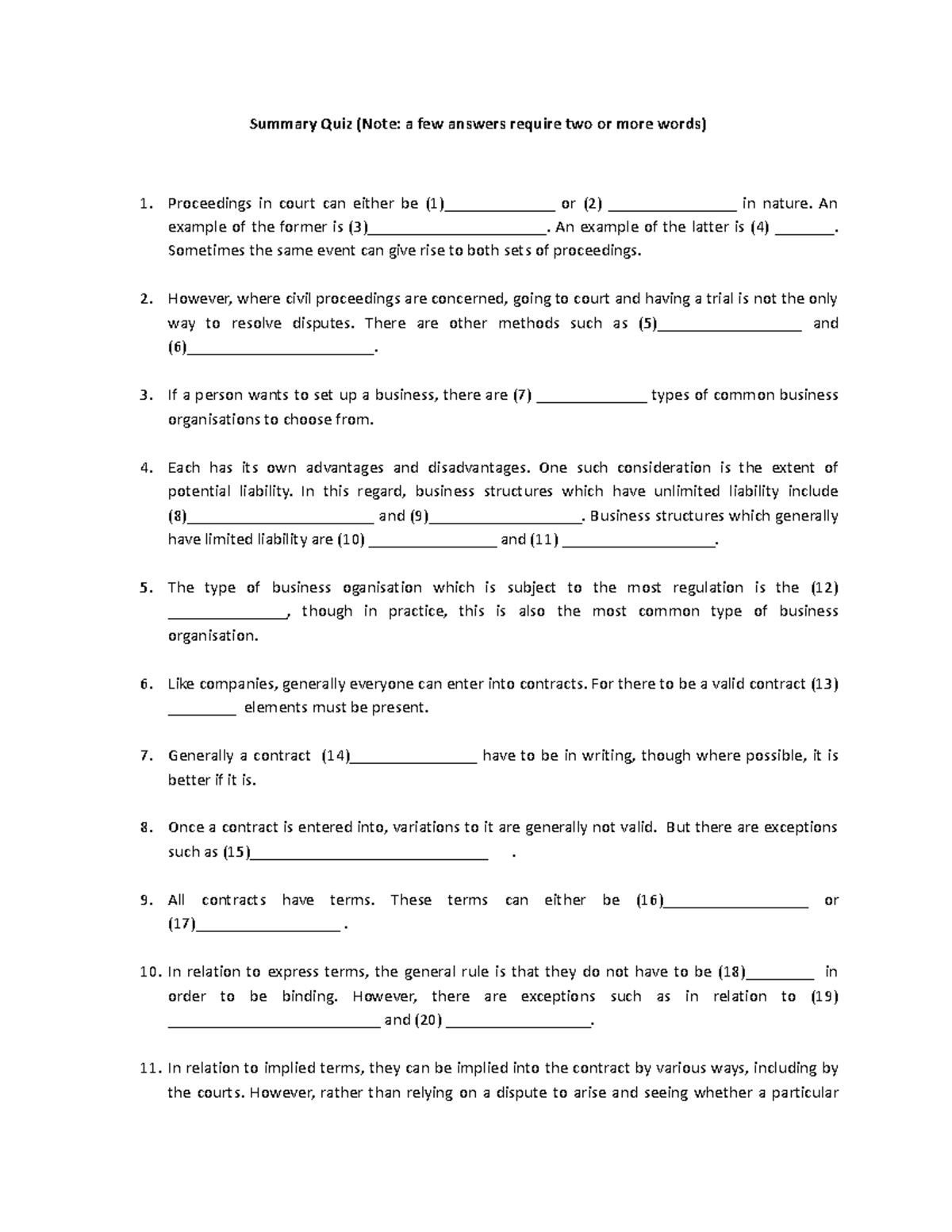 BSP Summary Test - Last Lesson (1) (1) (002) - Summary Quiz (Note: a ...