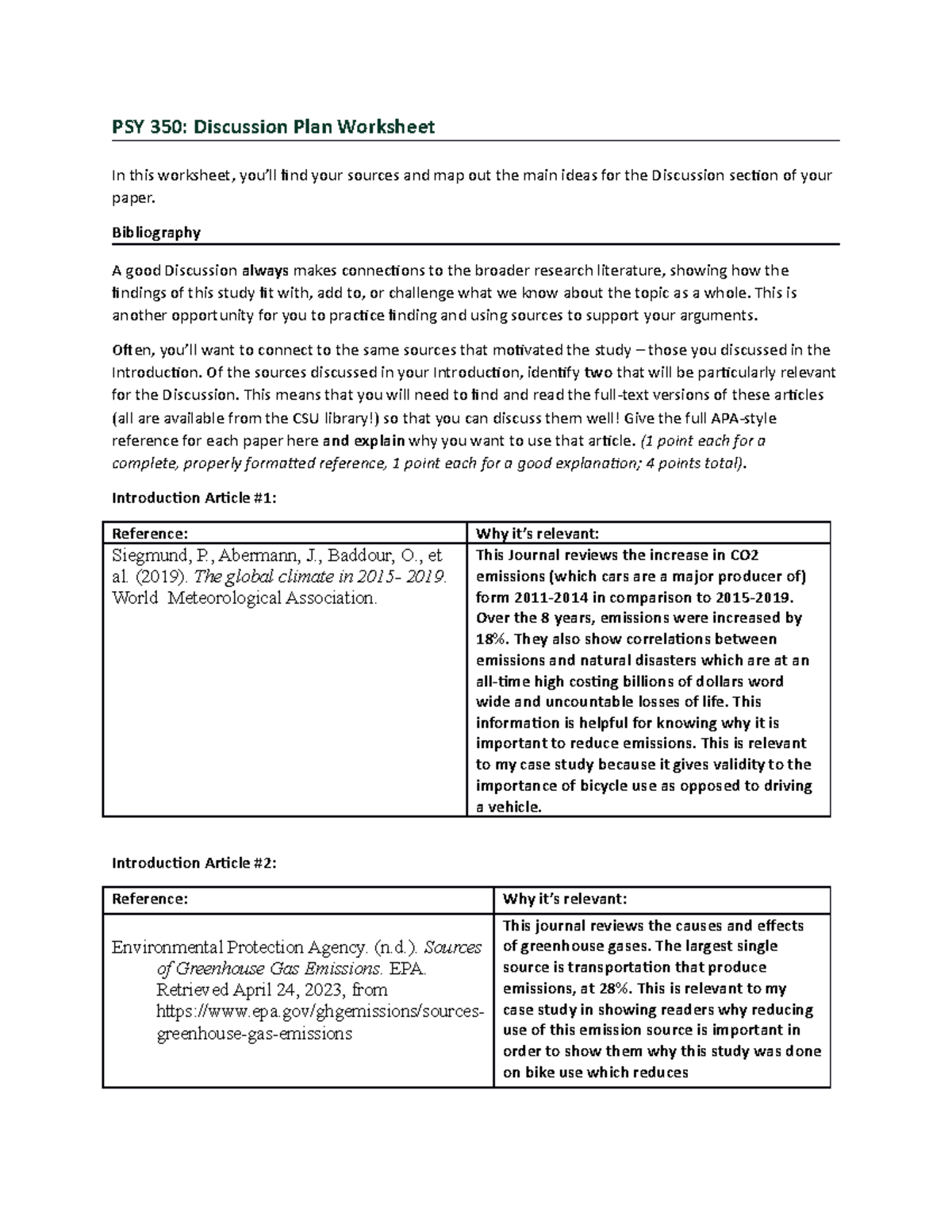 Discussion Plan Worksheet - Bibliography A good Discussion always makes ...