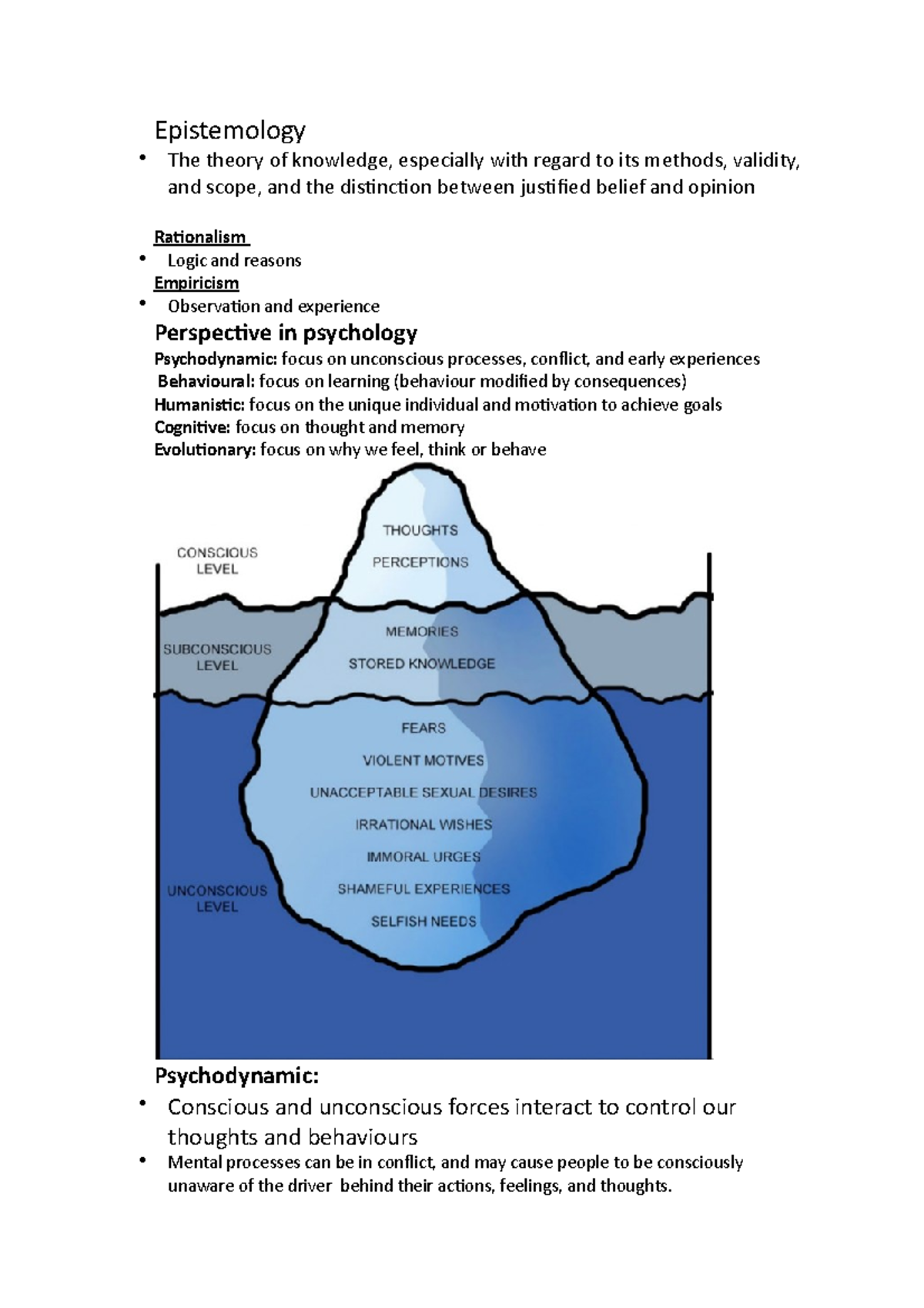 Week 1 - Week 1 notes - Epistemology The theory of knowledge ...
