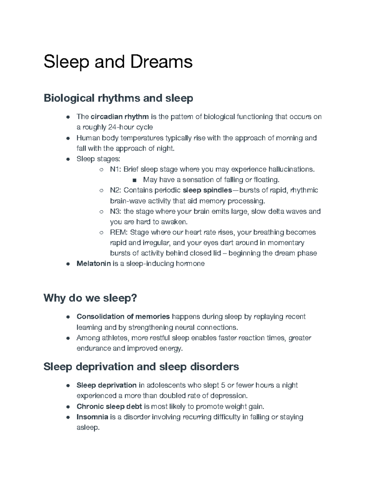 Sleep and Dreams - Professor Frederick - Sleep and Dreams Biological ...