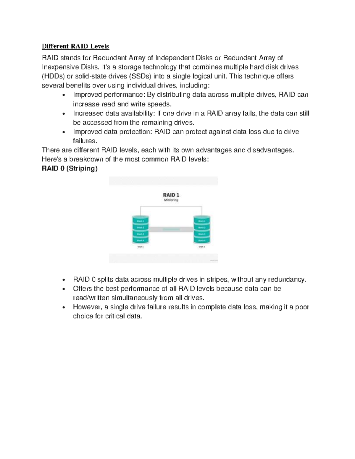 Different RAID Levels part 1 - Different RAID Levels RAID stands for ...