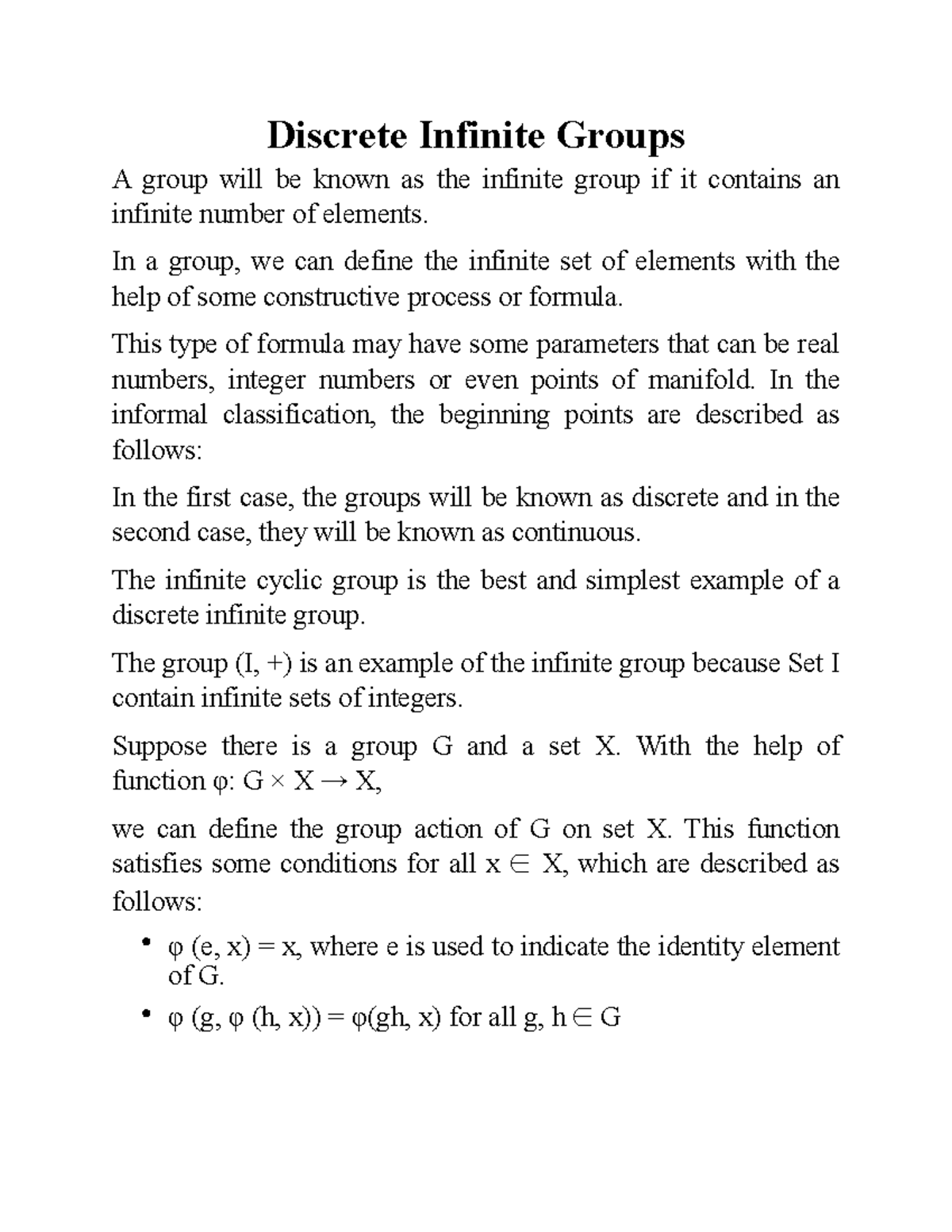 Discrete Infinite Groups - In a group, we can define the infinite set ...