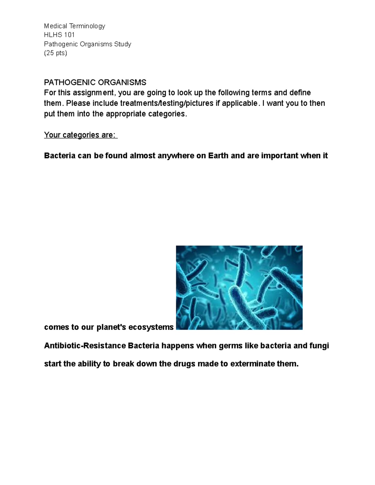 Pathogenic Organisms - Med Term - HLHS 101 Pathogenic Organisms Study ...