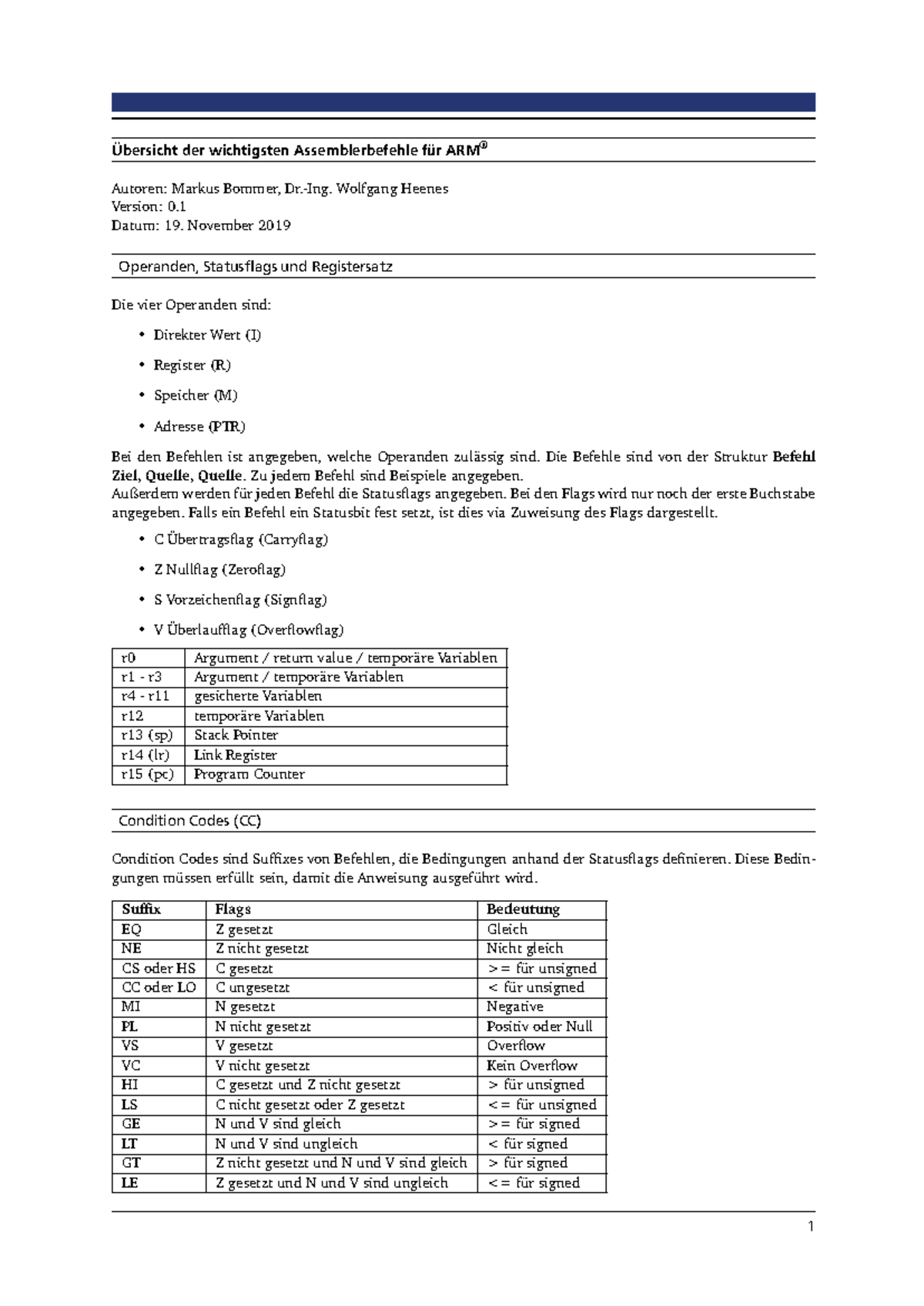 ARM-Referenz - ARM Reference for the summer semester 2020 - Übersicht ...
