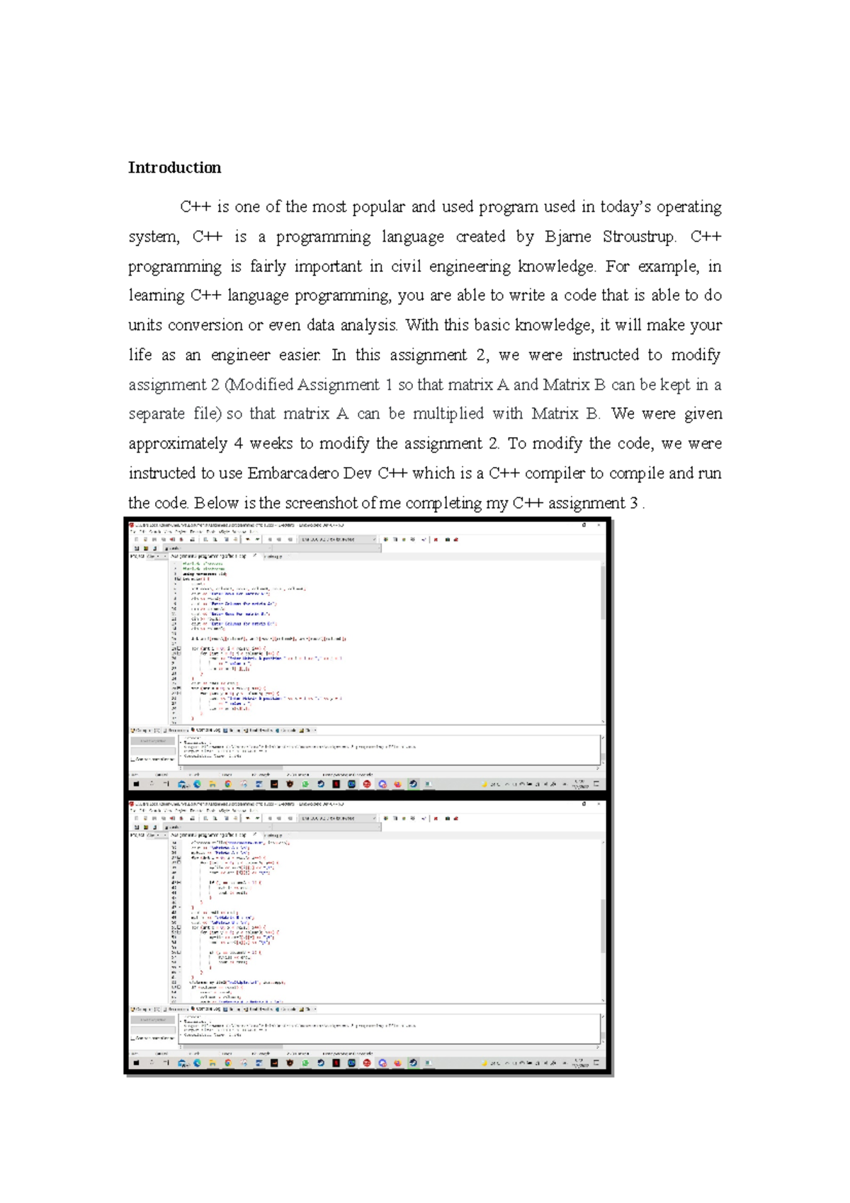 Assignment 3 programming official submit - Introduction C++ is one of ...