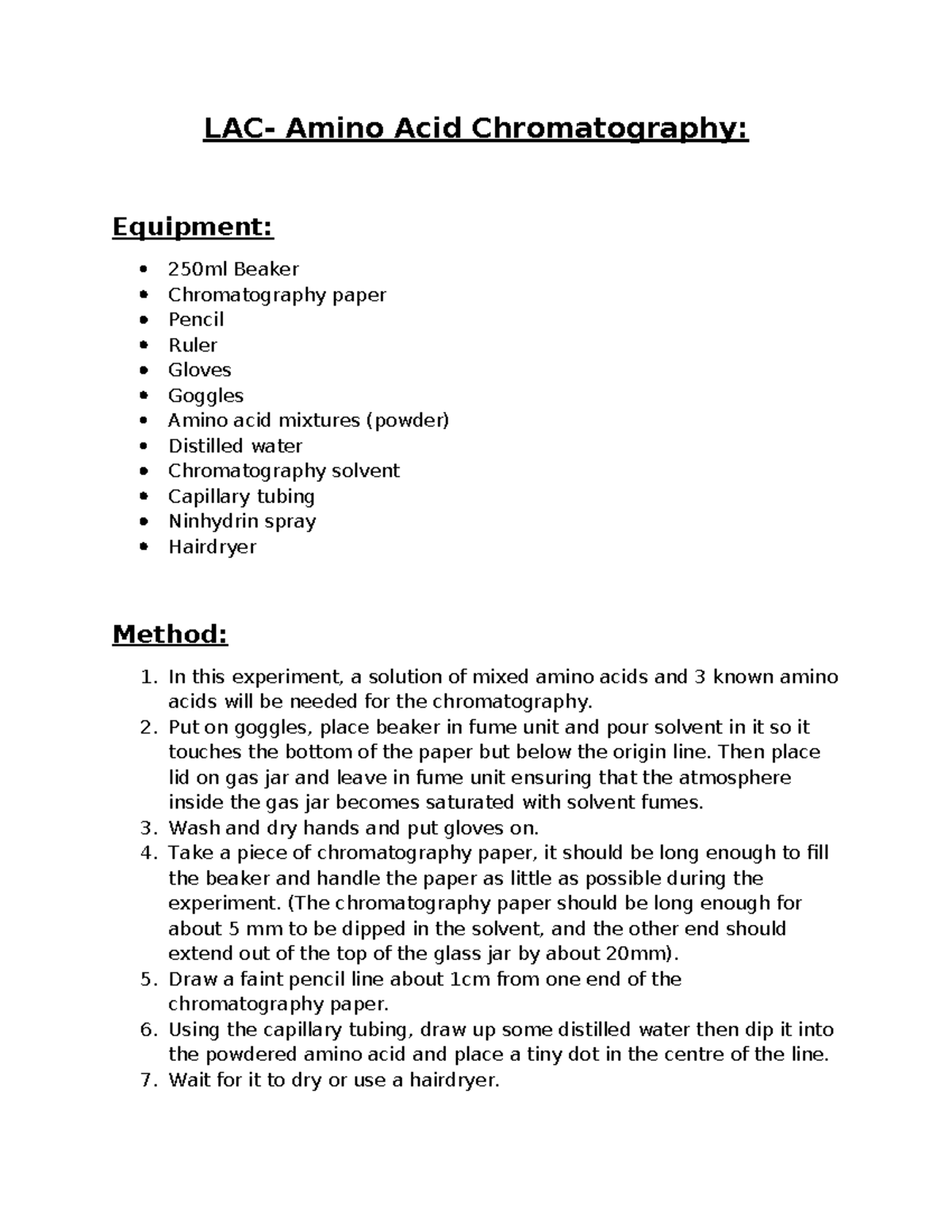 LAC- amino acid chromatography - LAC- Amino Acid Chromatography ...