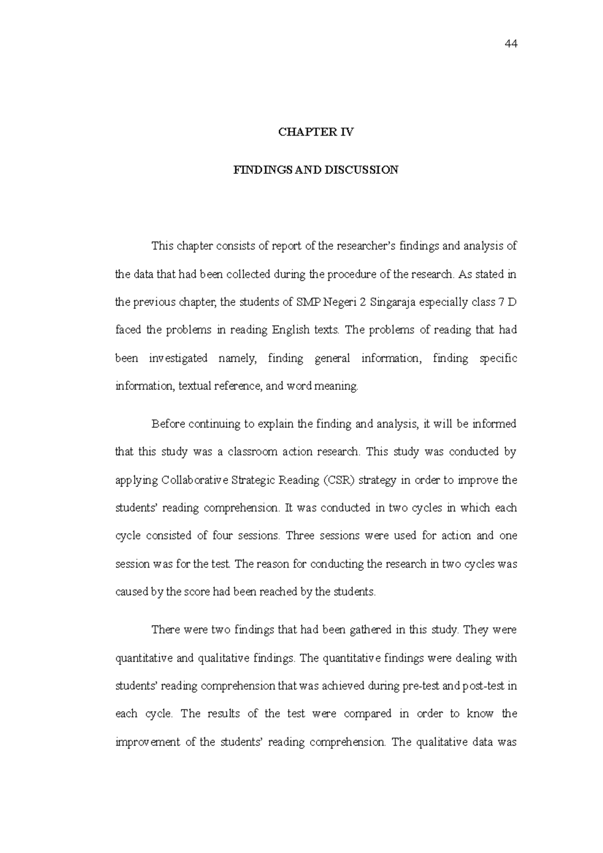 Chapter IV Findings AND Discussion - CHAPTER IV FINDINGS AND DISCUSSION ...