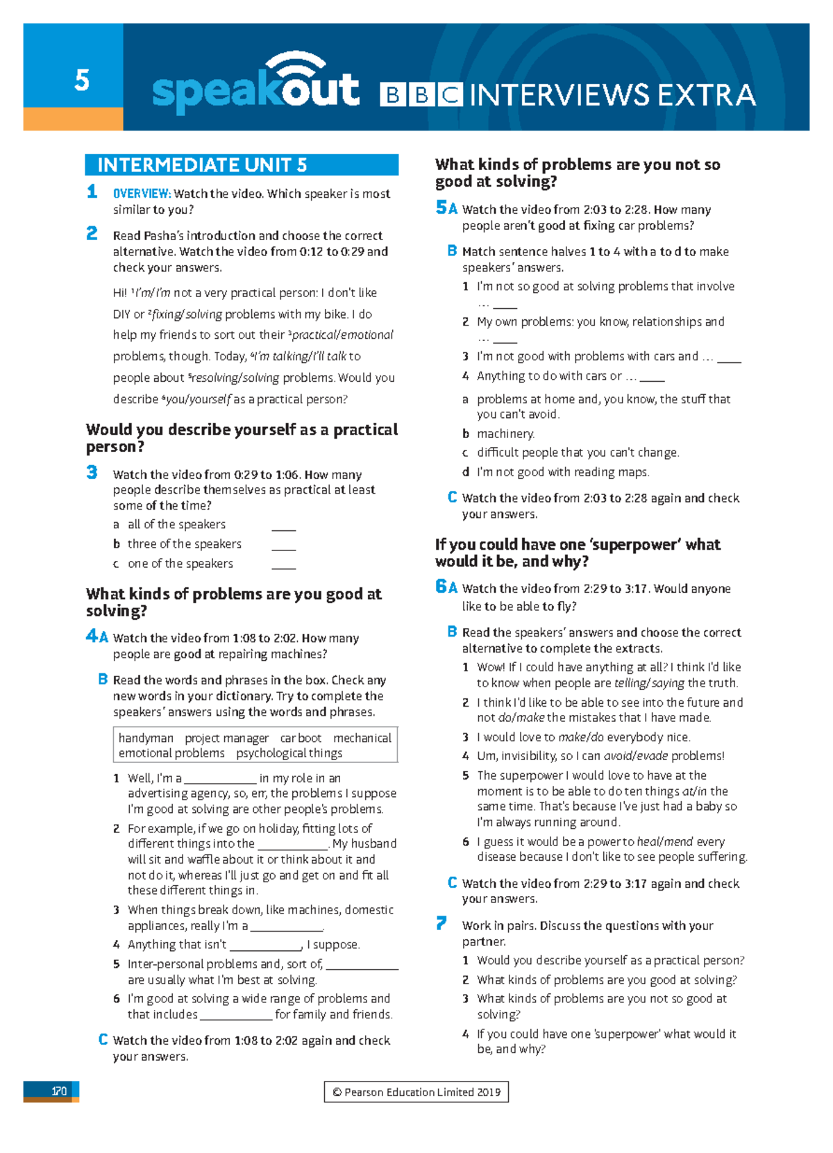 CC2 BBC Interviews Extra Unit 5 - INTERVIEWS EXTRA 170 © Pearson Education Limited 2019 ...