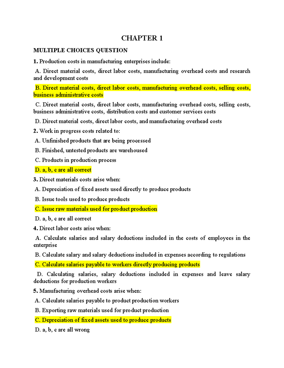 Exercises Chapter 1 kttc - CHAPTER 1 MULTIPLE CHOICES QUESTION ...