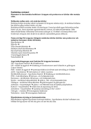 Endokrinologi - Endokrinologi ”Läran om hormoner” – kroppens kemiska ...