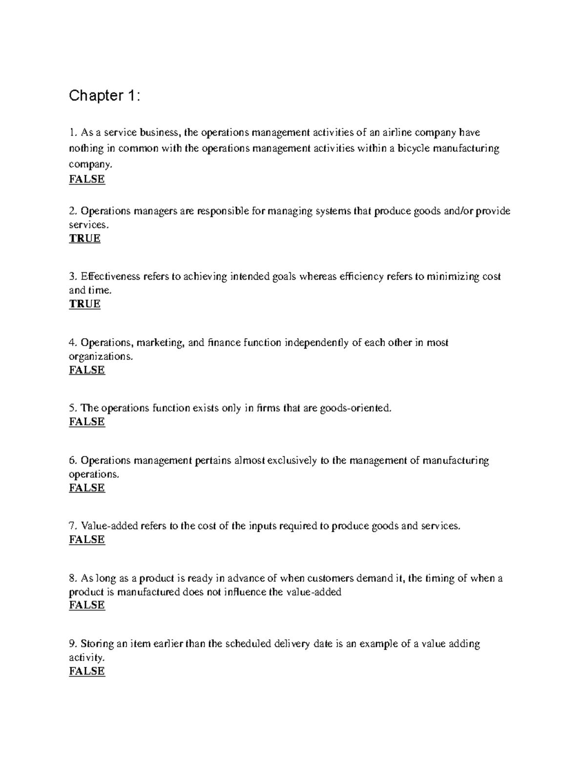 C GMS401-Chapters 1-5 - test bank on operations management. maintenance ...