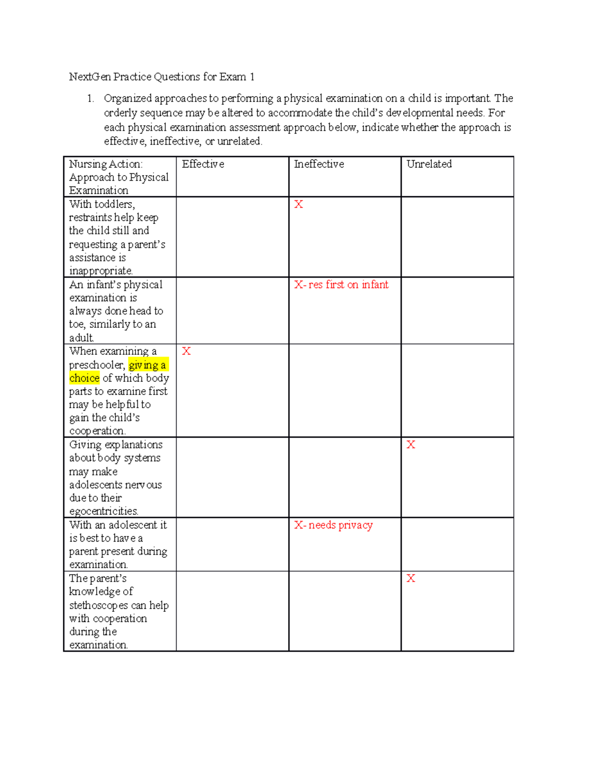 Next Gen Practice Questions for Exam 1 Key - NextGen Practice Questions ...