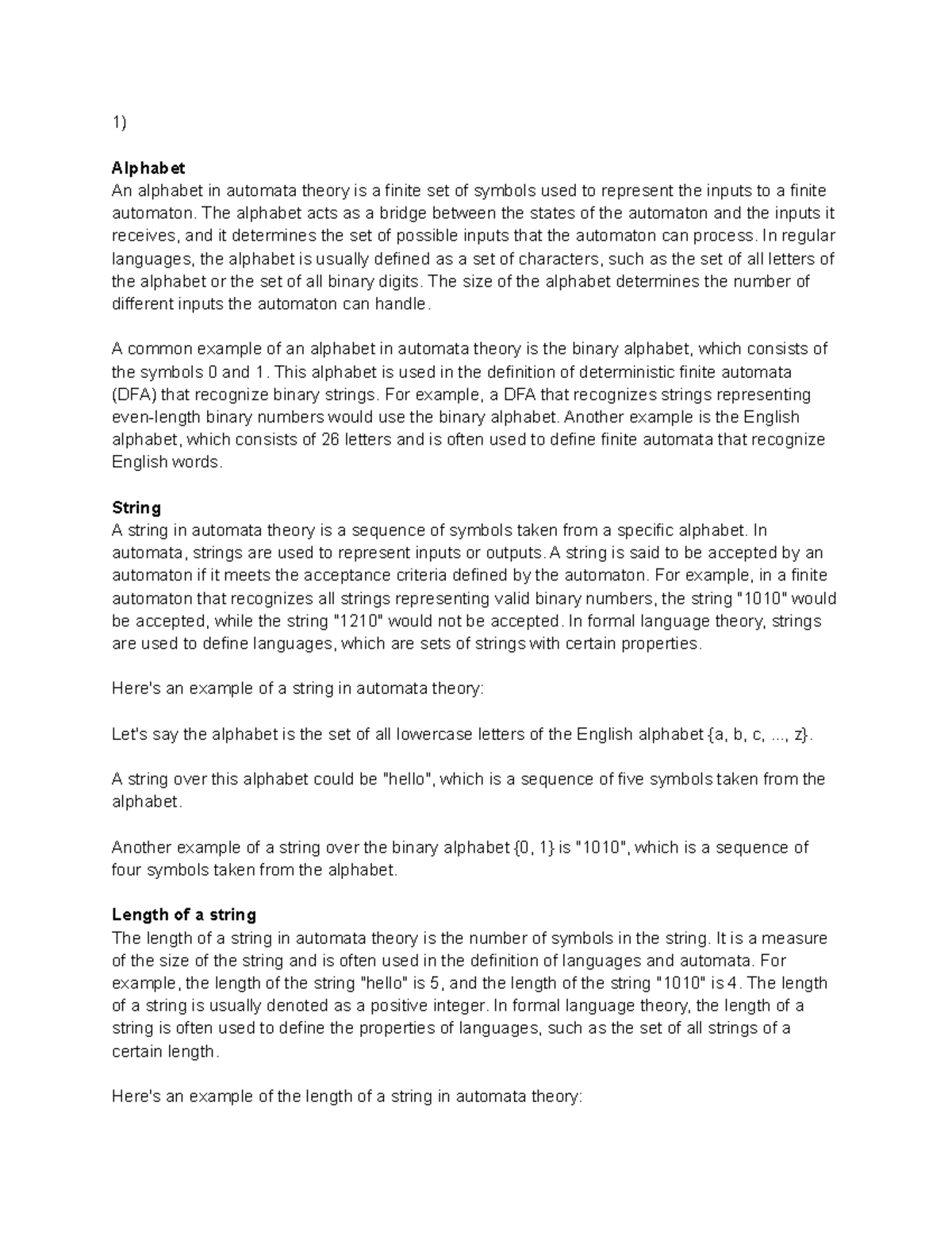Question BANK – 1 (Part 1) - 1) Alphabet An alphabet in automata theory ...