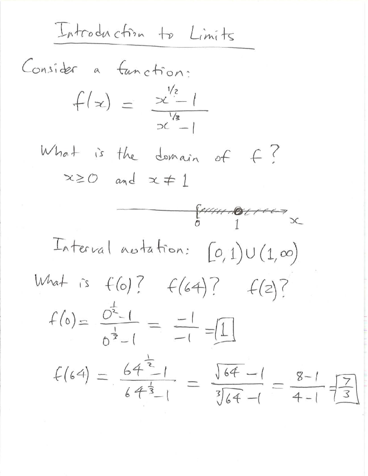 1 - Intro to limits - lecture 1 - Introduction to Limits Consider a ...