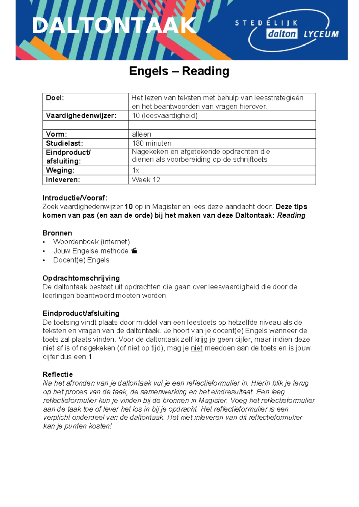 Engels Jaar 2 Kwartaal 3 - Engels – Reading Doel: Het lezen van teksten ...