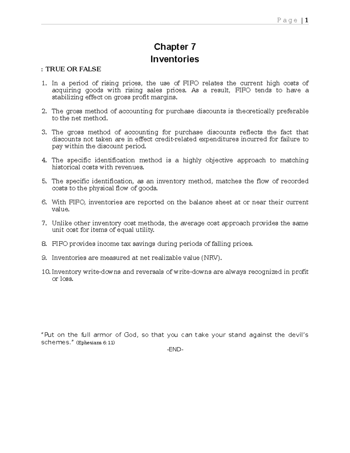 Chapter 7 Inventories - As a result, FIFO tends to have a stabilizing ...