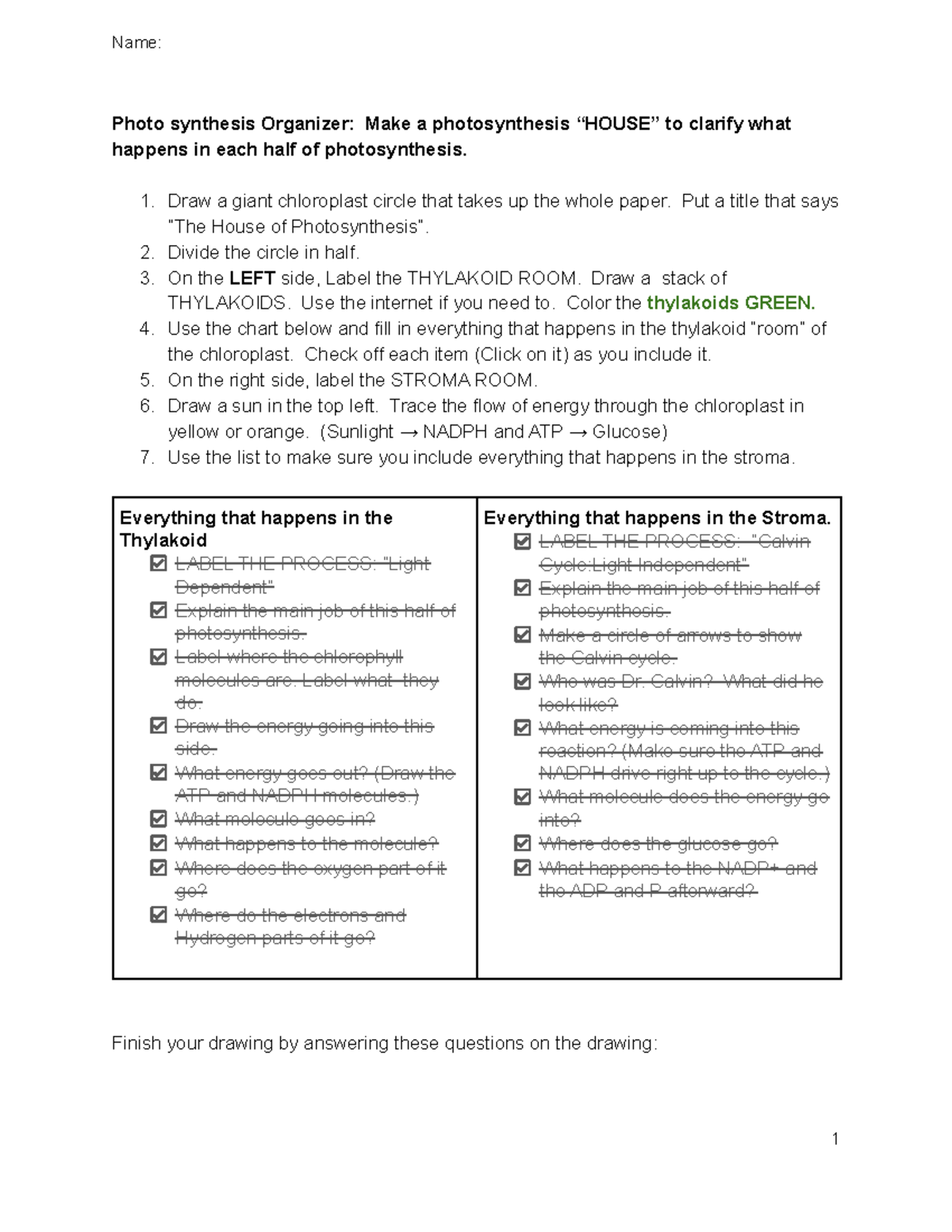 9231008.7 Photosynthesis Organizer Make a photosynthesis poster ...
