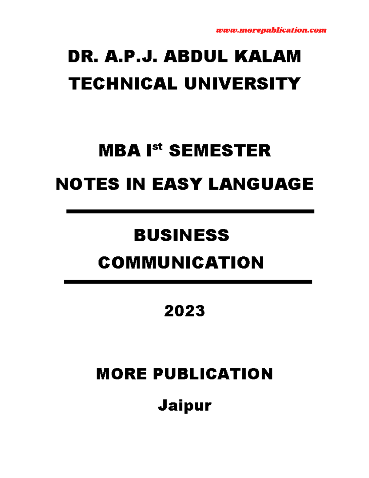 4182AKTU Business Communication - DR. A.P. ABDUL KALAM TECHNICAL ...