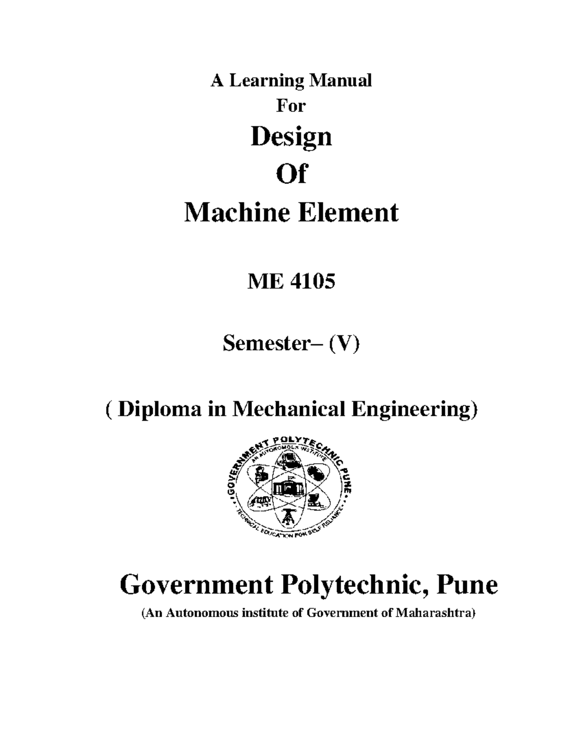 A Learning Manual Design of Machine Element - A Learning Manual For Design Of Machine Element ME ...