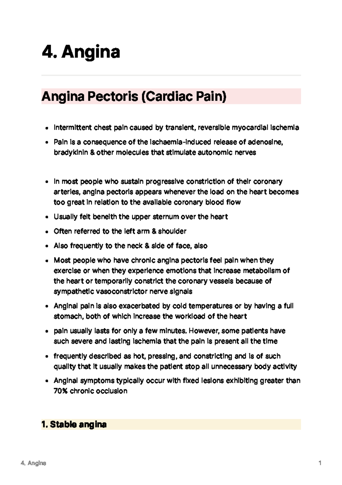 Angina - causes and clinical effects - 4. Angina Angina Pectoris ...