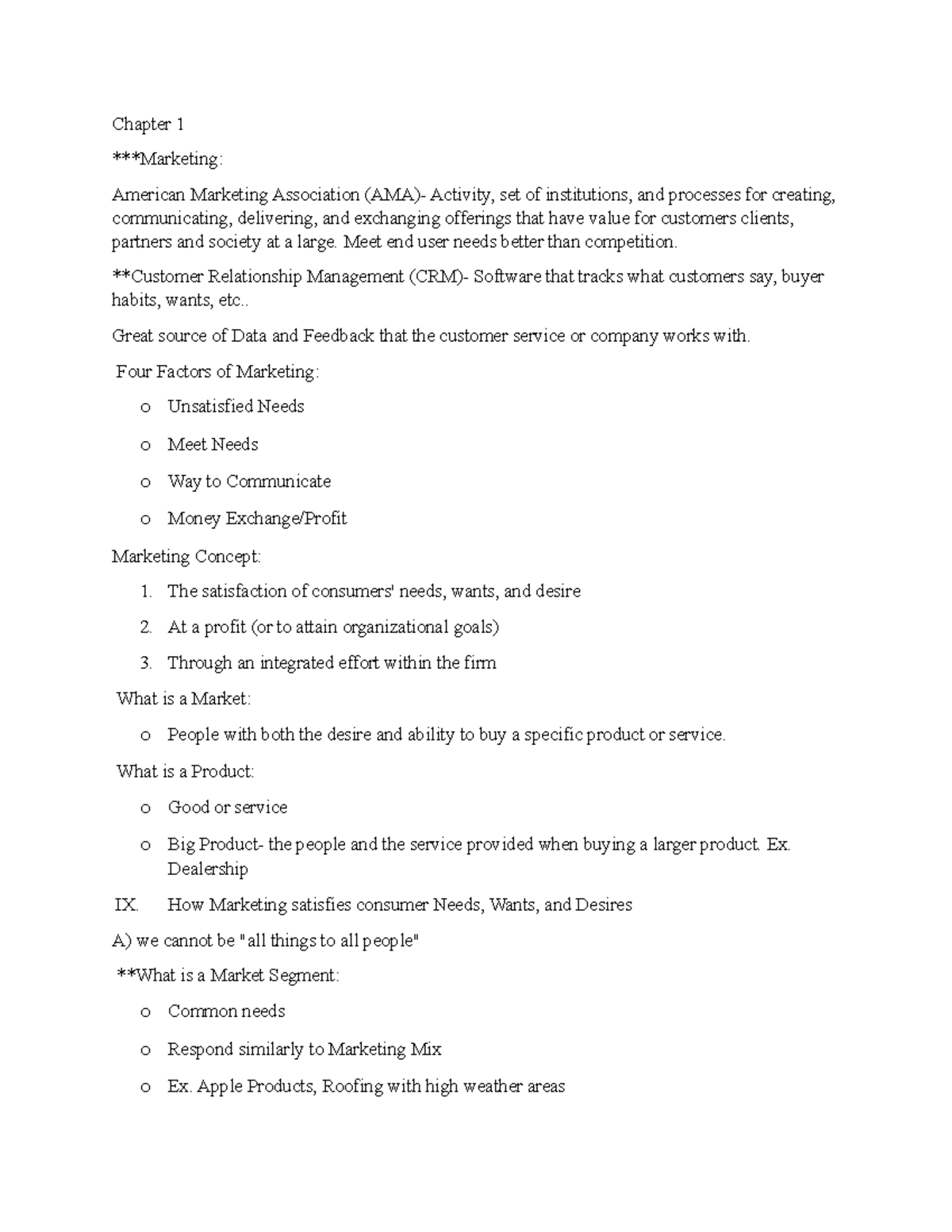 Marketing Chapter 1 - Chapter 1 ***Marketing: American Marketing ...