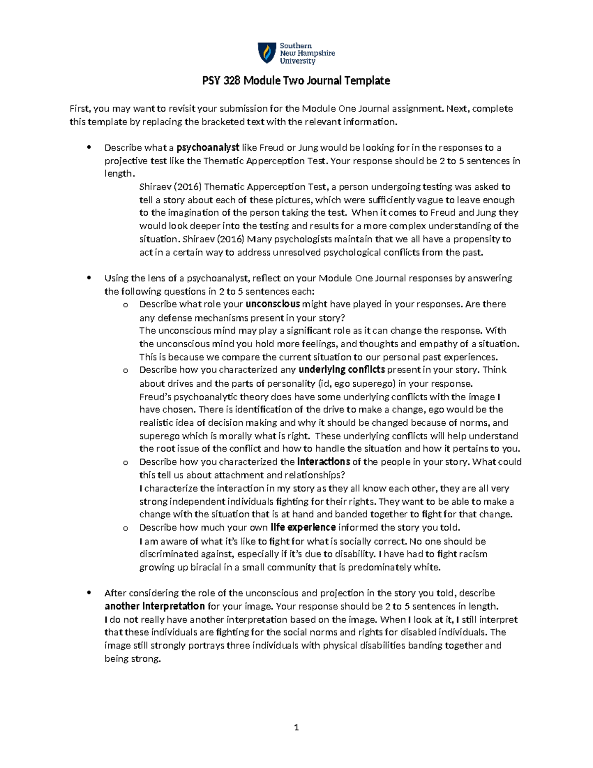 Mod 2 assignment done - PSY 328 Module Two Journal Template First, you ...