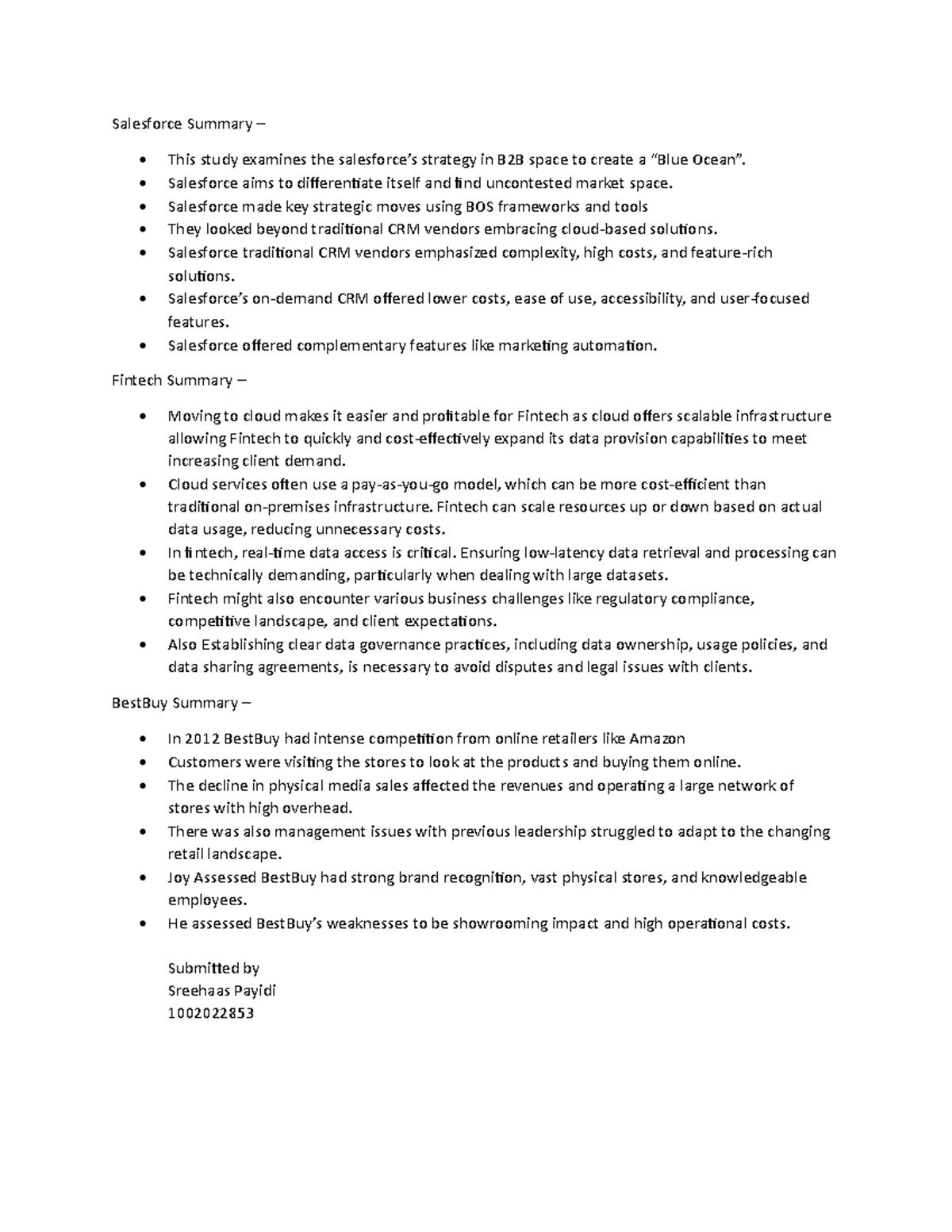 MIS-Case Summaries - Salesforce Summary – - This study examines the ...