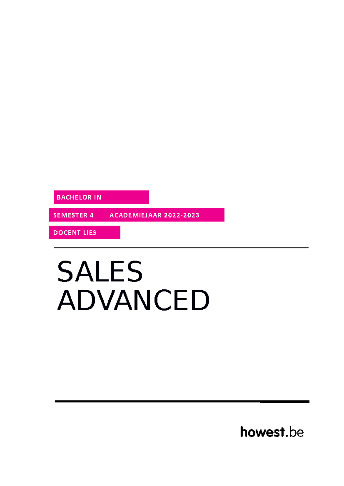 Sales advanced cursus 22-23 - SALES ADVANCED ACADEMIEJAAR 2022 ...