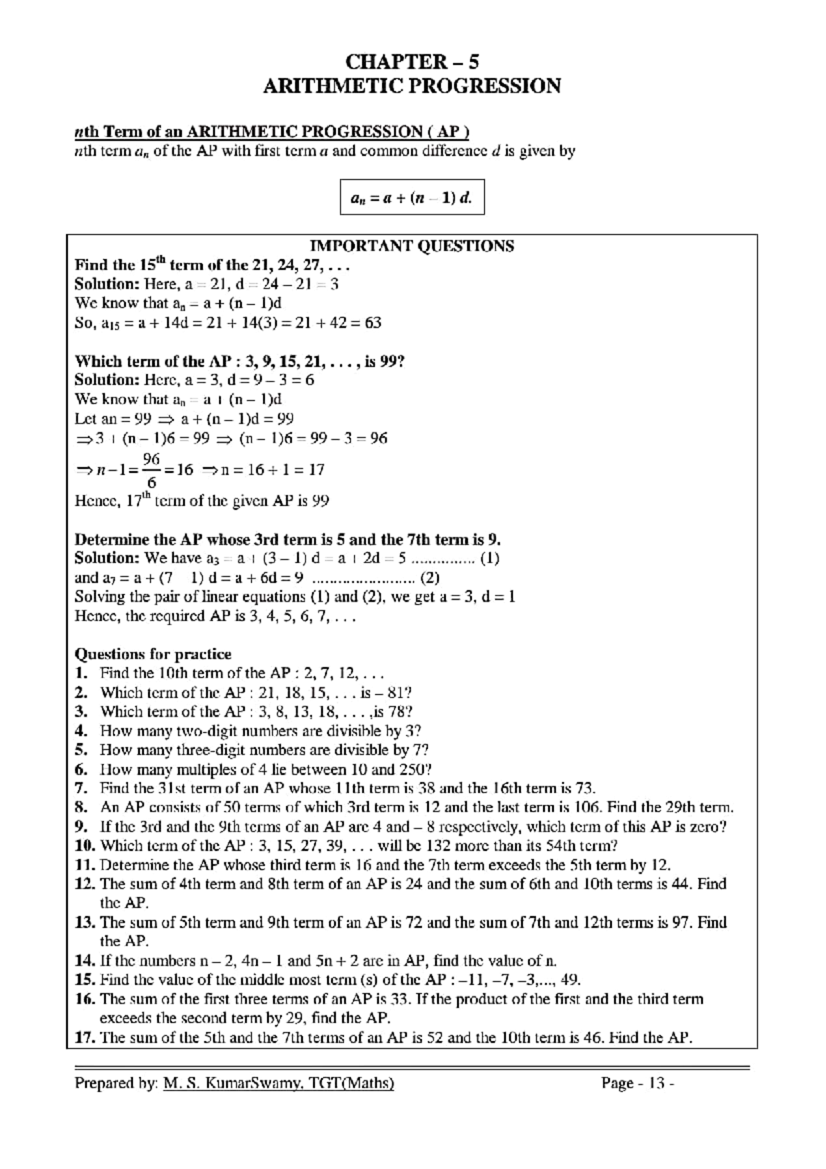Arithametic progressiin - Complementary Maths - Studocu