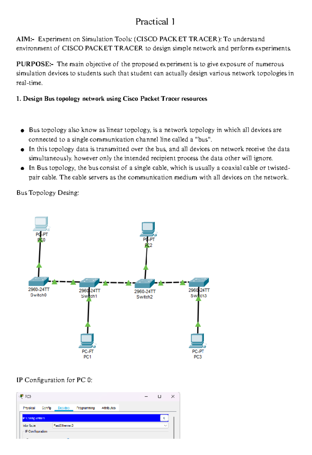 Bus Topology In Cisco Packet Tracer