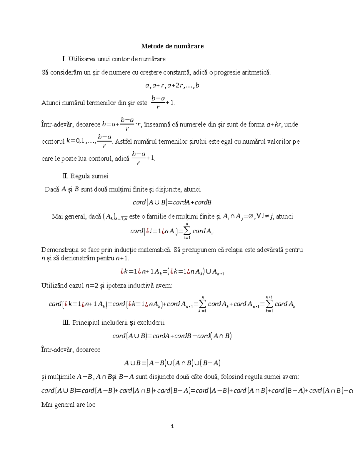 Metode de numǎrare - Utilizarea unui contor de numǎrare Sǎ considerǎm ...