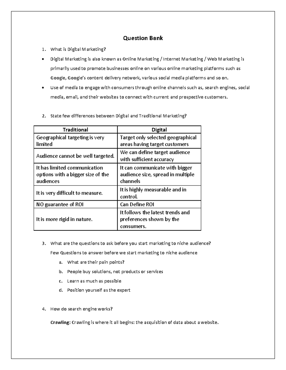 DM Q&A for Unit 1 - Questions and Answers are based on Unit 1 classroom ...