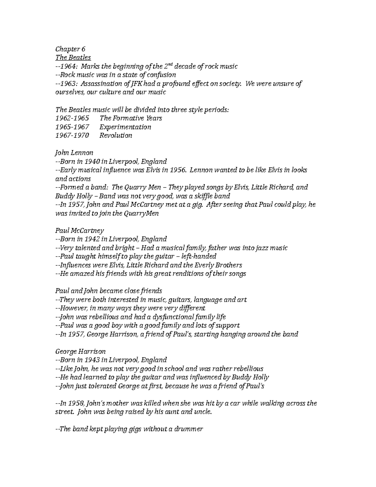 Chapter 6 - The Beatles - Chapter 6 The Beatles -1964: Marks the ...