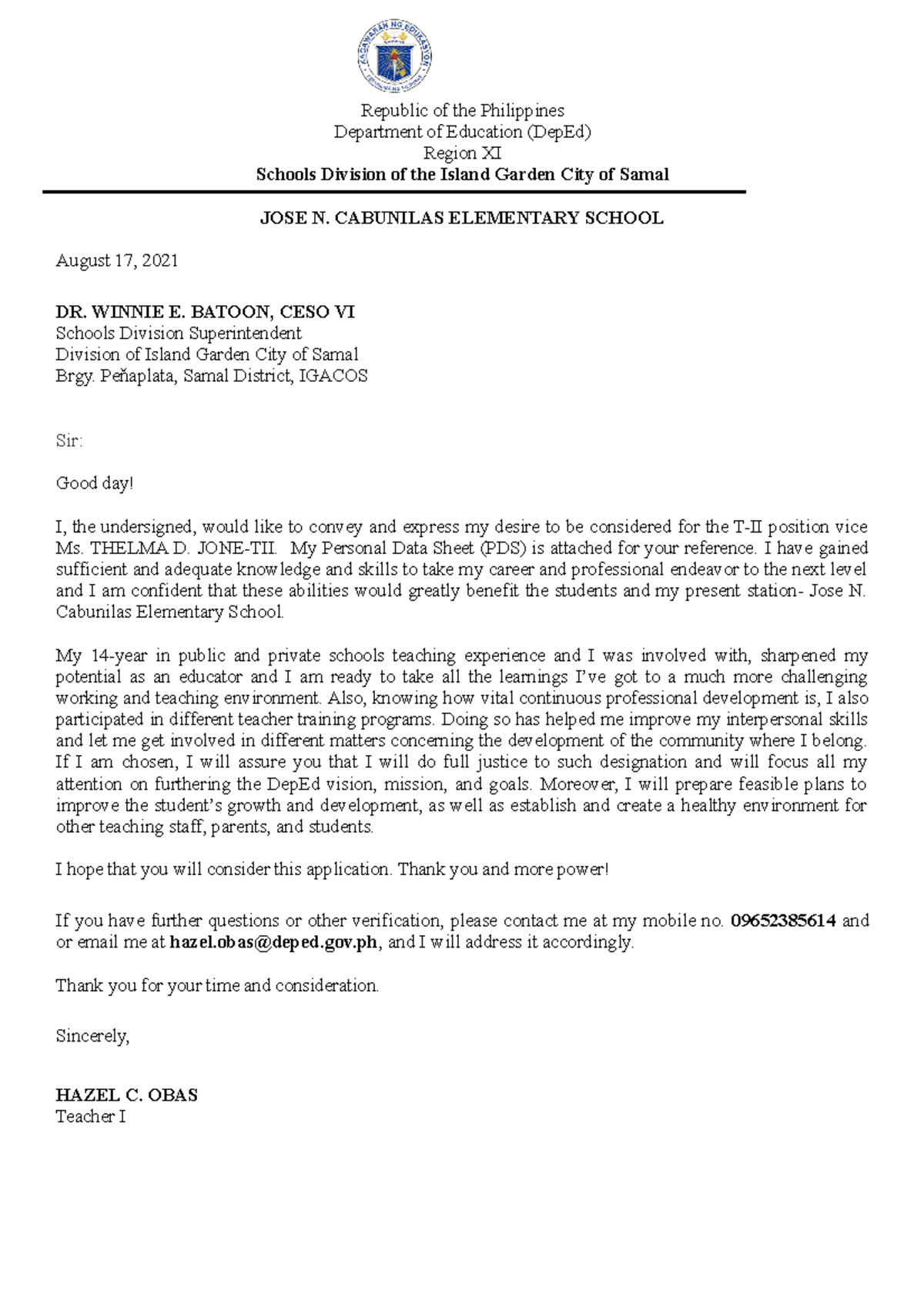 Letter-of- Intent - .................. - ####### Republic of the ...