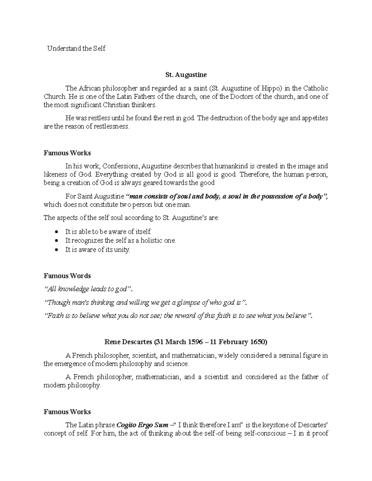 UTS Philosopher - Understand the Self St. Augustine The African ...