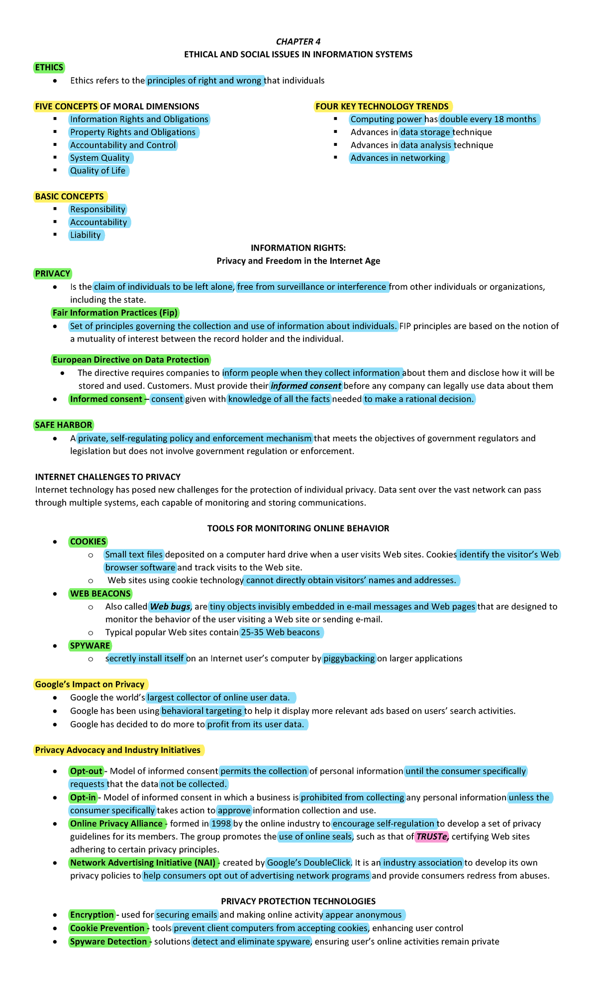 C4 - AIS6 C4 BSAIS MIDTERM - CHAPTER 4 ETHICAL AND SOCIAL ISSUES IN ...