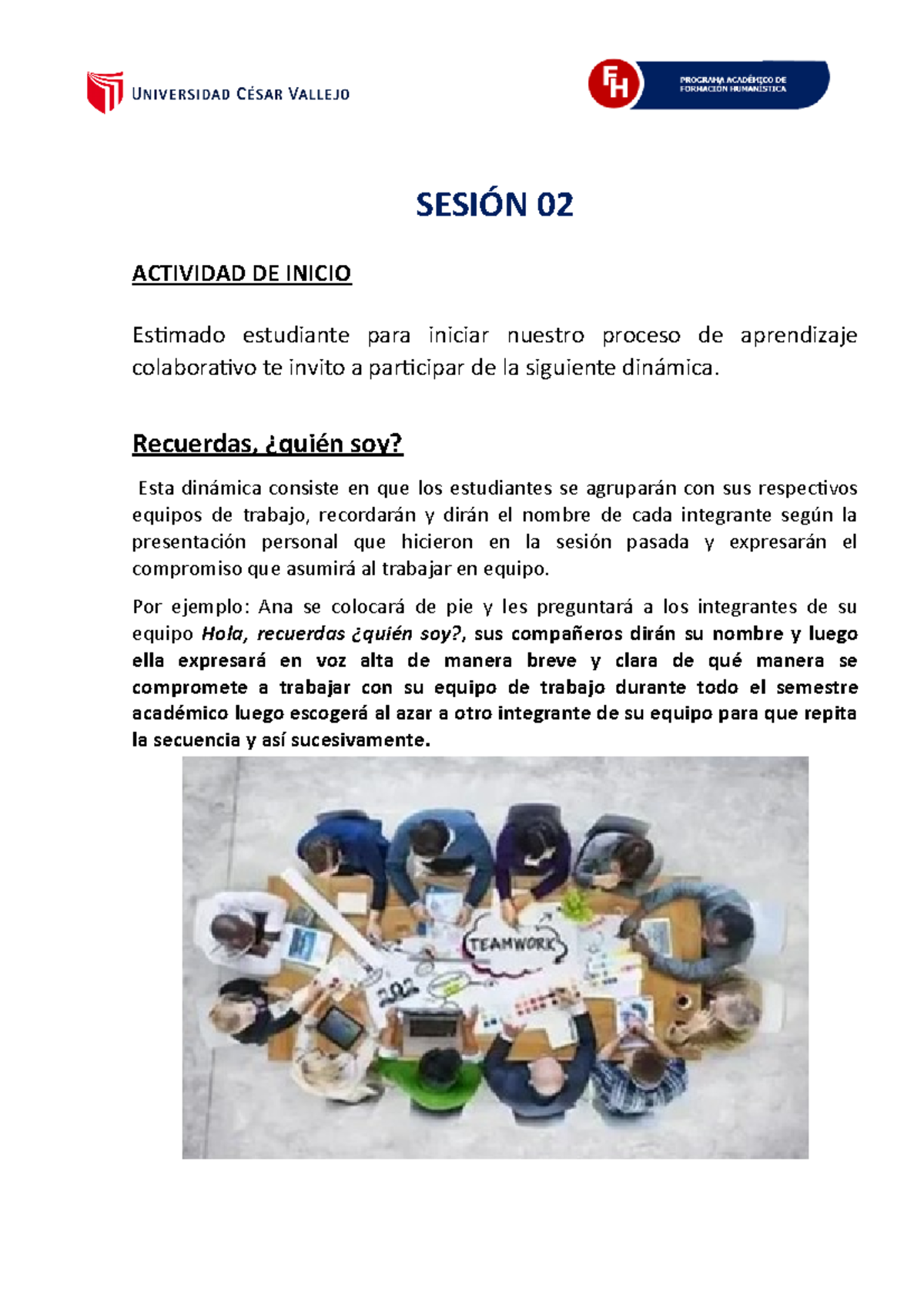 Actividad DE Inicio sesión 2 - SESIÓN 02 ACTIVIDAD DE INICIO Estimado ...