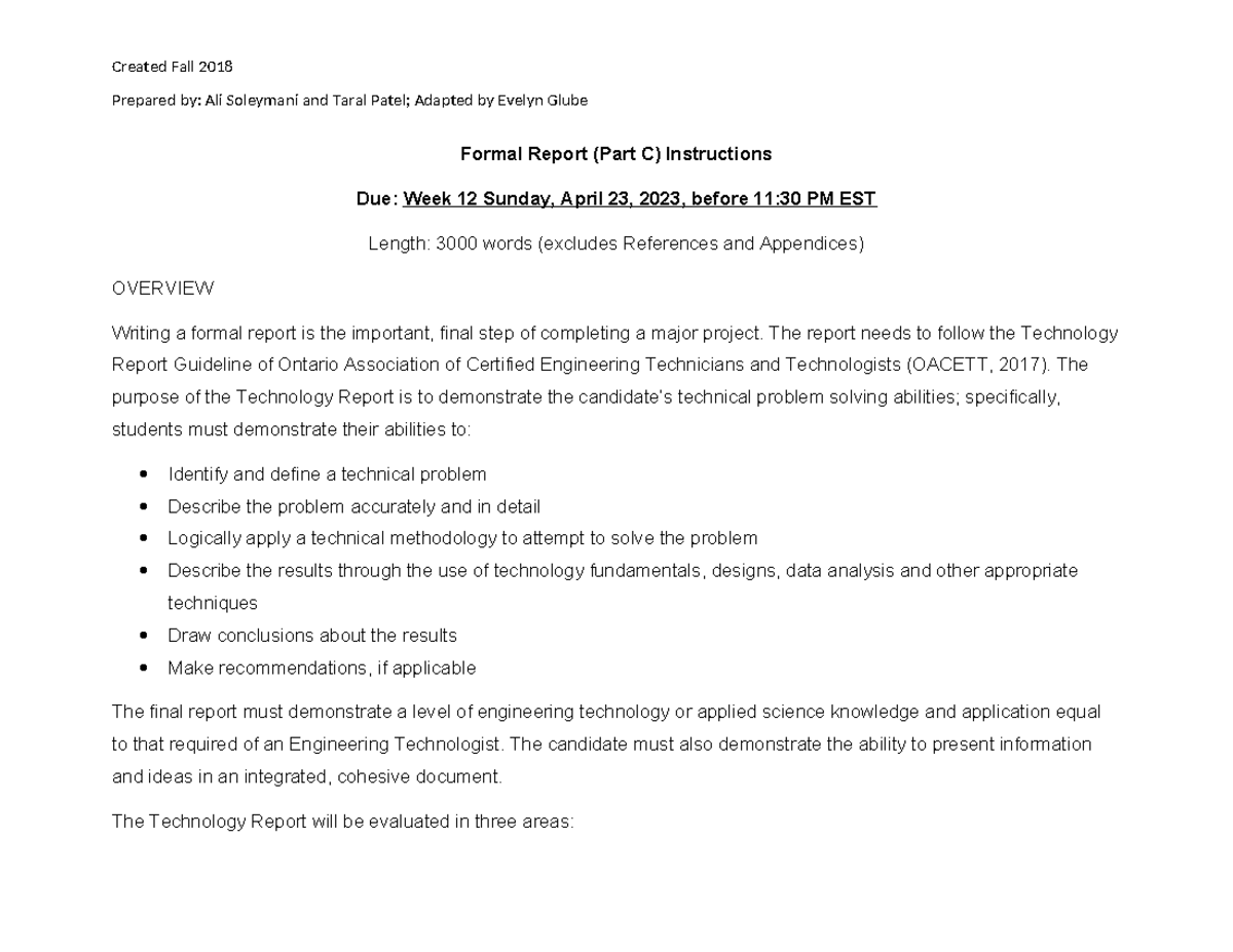 ENGL 250 Formal Report 2023 - Prepared by: Ali Soleymani and Taral ...