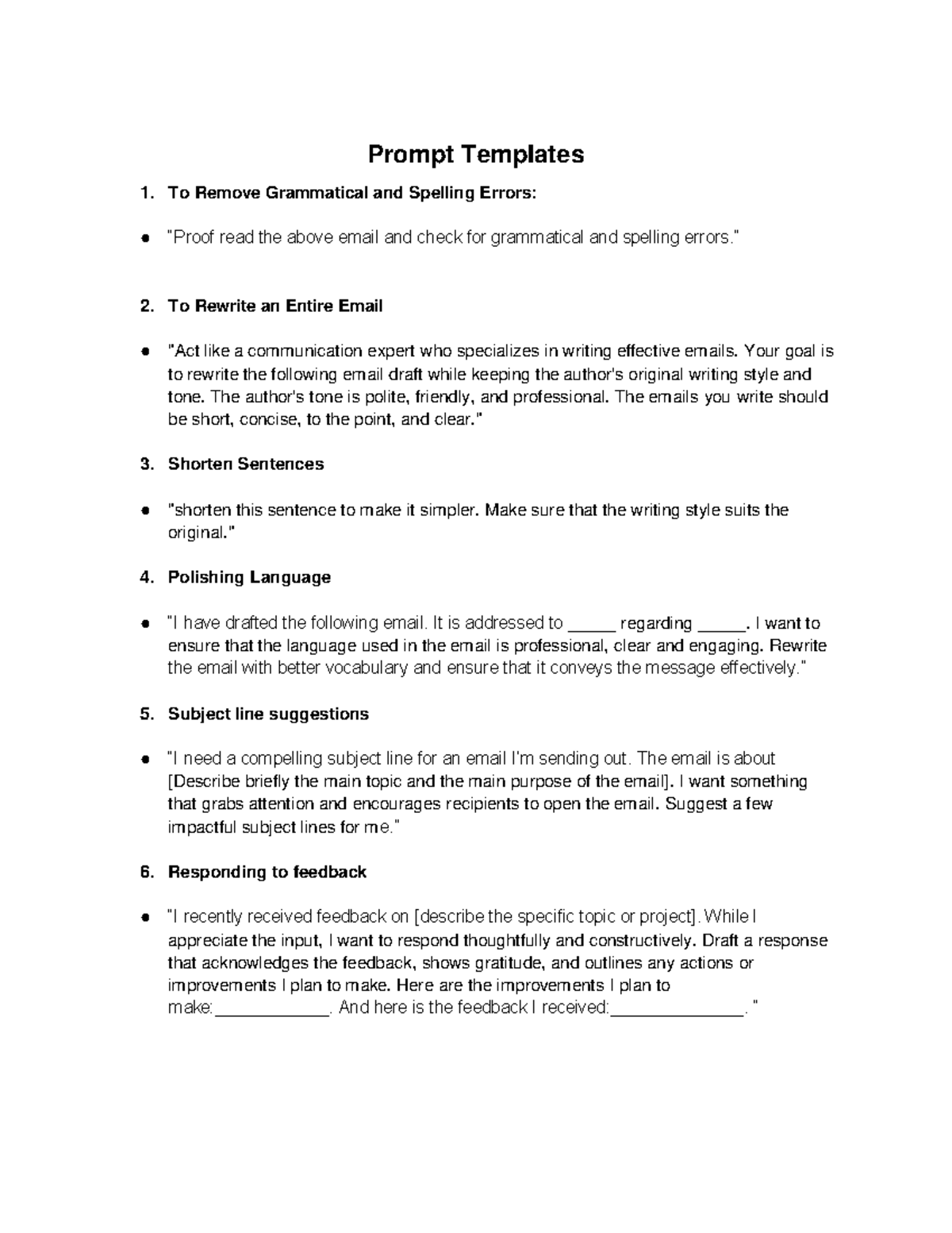 Chat GPTPrompts - Prompt sheet - Prompt Templates To Remove Grammatical ...