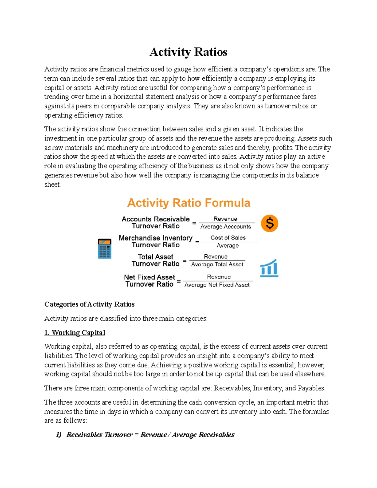 Activity Ratios for Corporate sustainability - Activity Ratios Activity ...