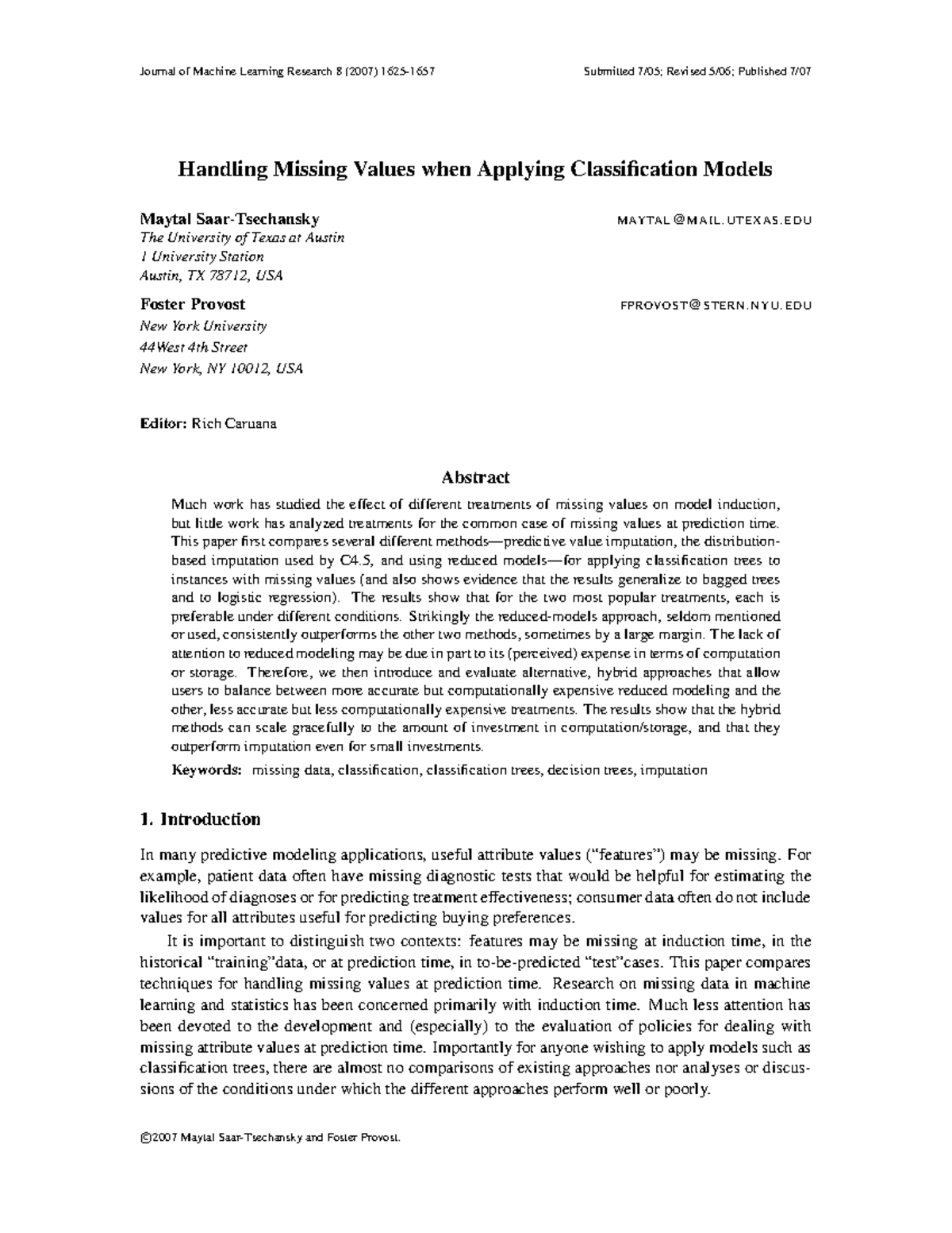 43023069 - ML Lecture Notes - Journal of Machine Learning Research 8 ...