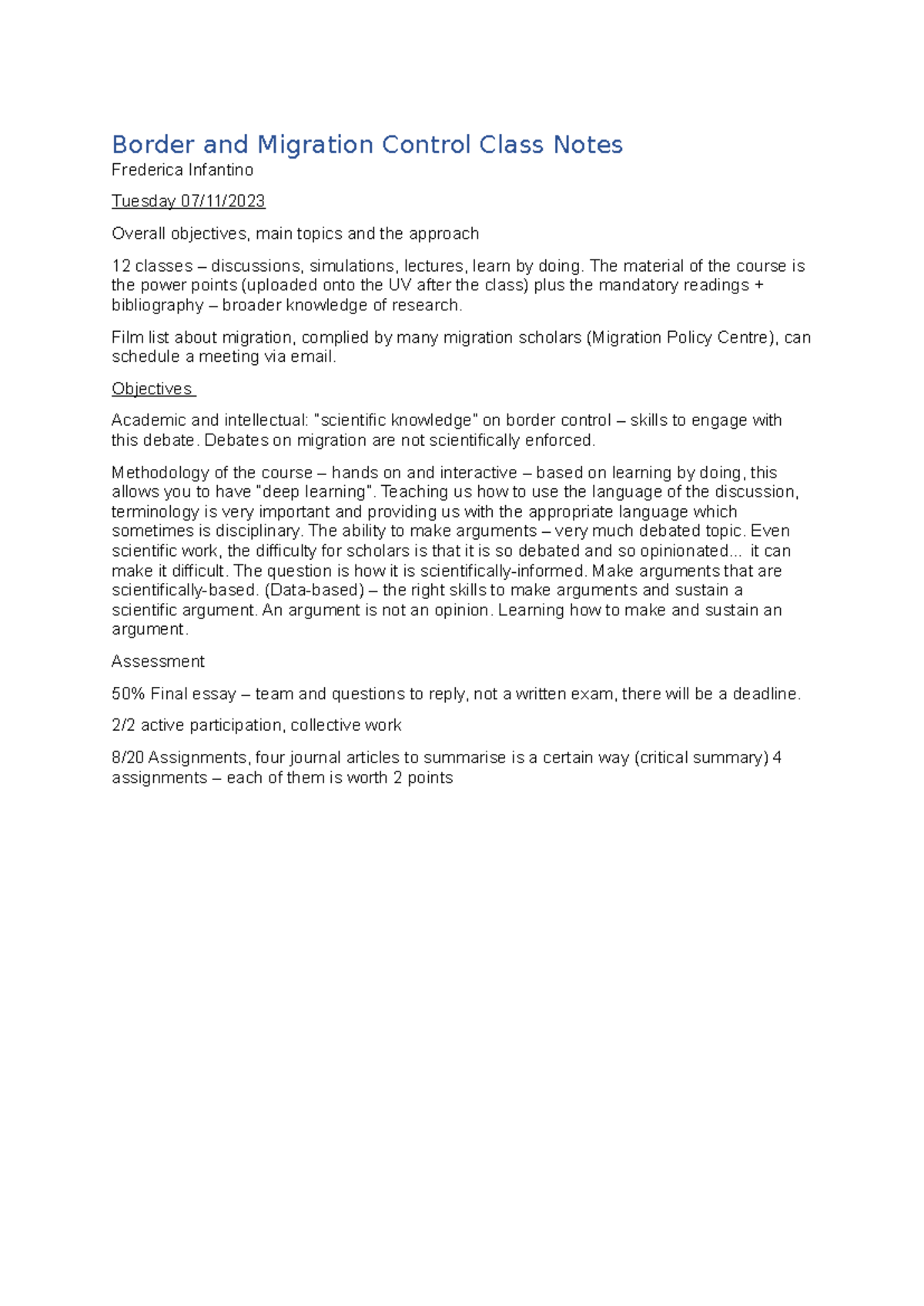 Border and Migration Control Class Notes - Border and Migration Control ...