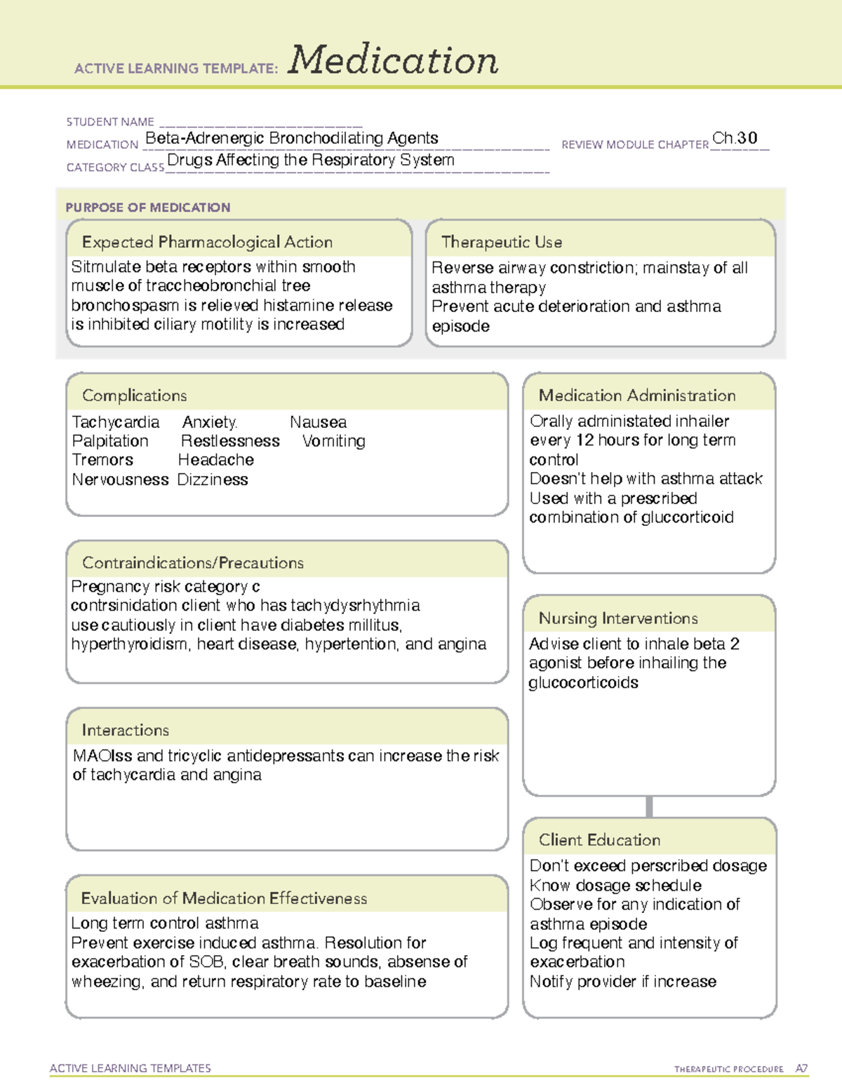 Beta-Adrenergic Bronchodilating Agents Active Learning Template ...
