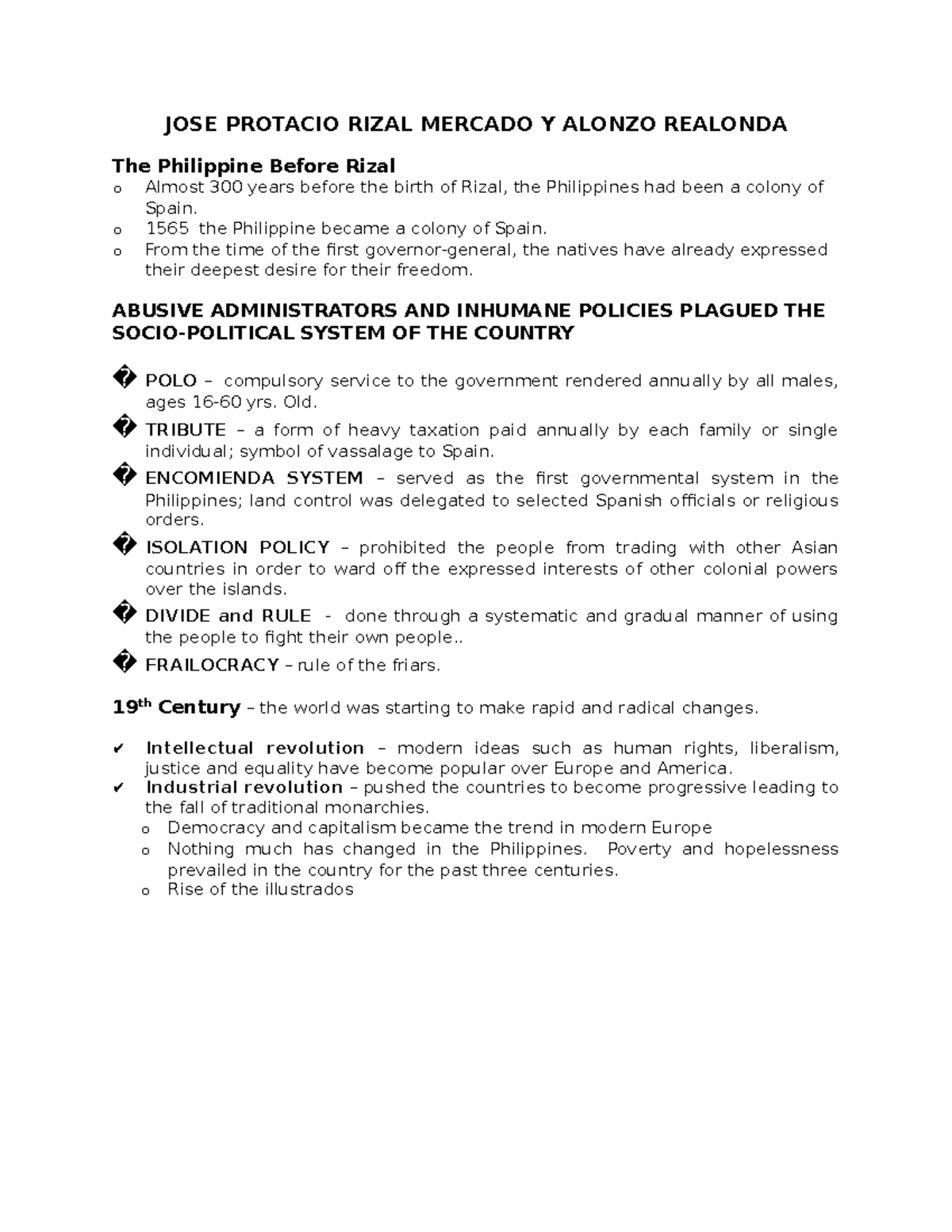 Philippines before Rizal - JOSE PROTACIO RIZAL MERCADO Y ALONZO ...