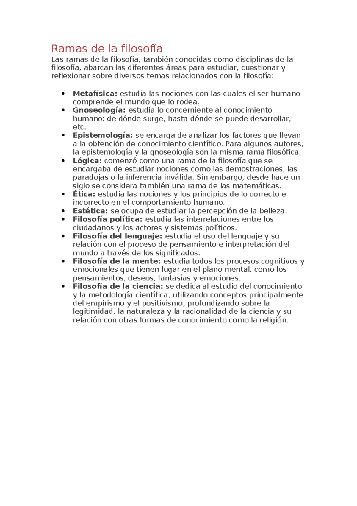 Ramas de la filosofía - Ramas de la filosofía Las ramas de la filosofía, también conocidas como ...