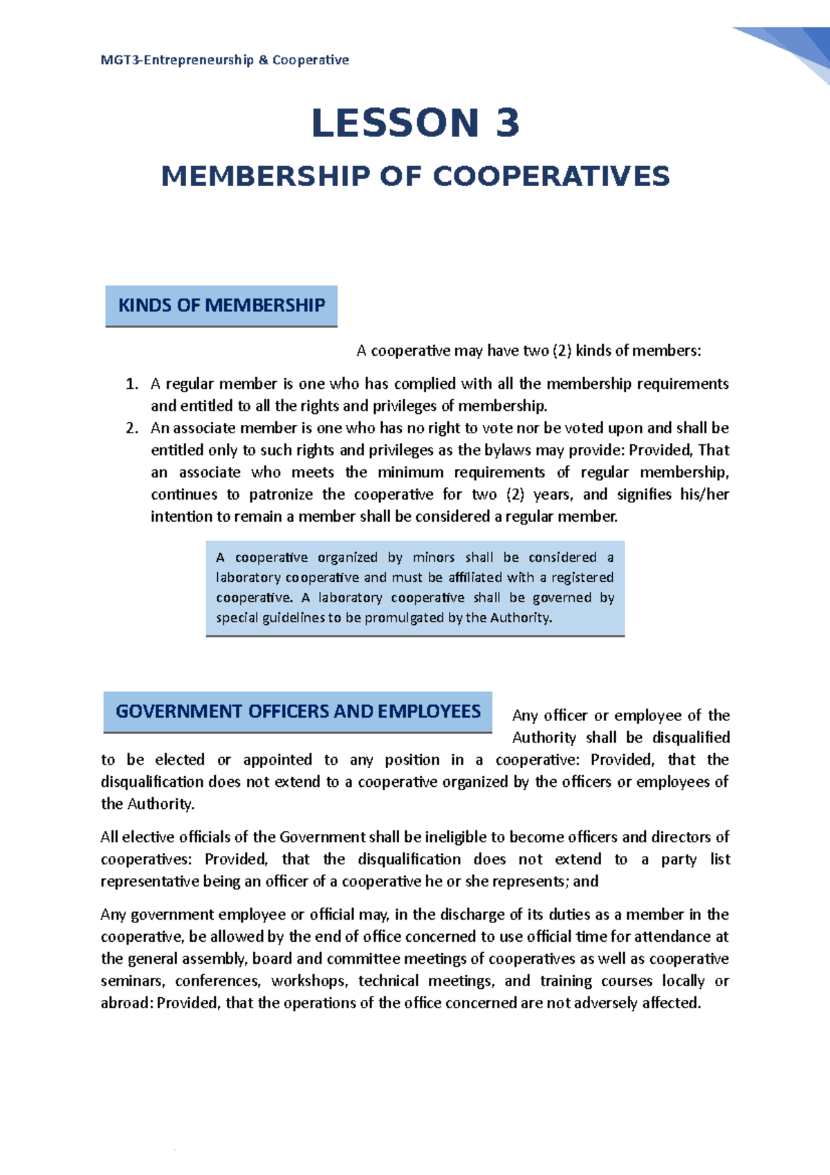 Cooperative Module(3-5)-AY 2021-2022 - LESSON 3 MEMBERSHIP OF ...