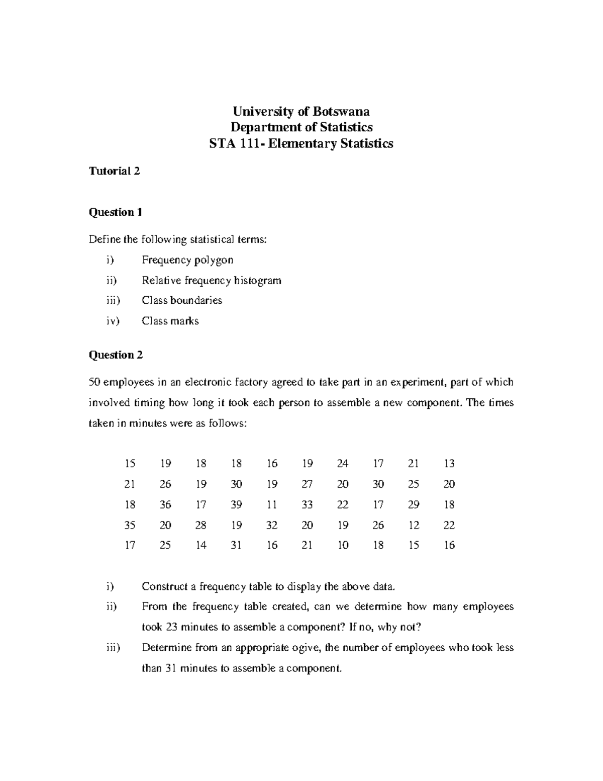Tutorial 2 - ok i will send - University of Botswana Department of ...