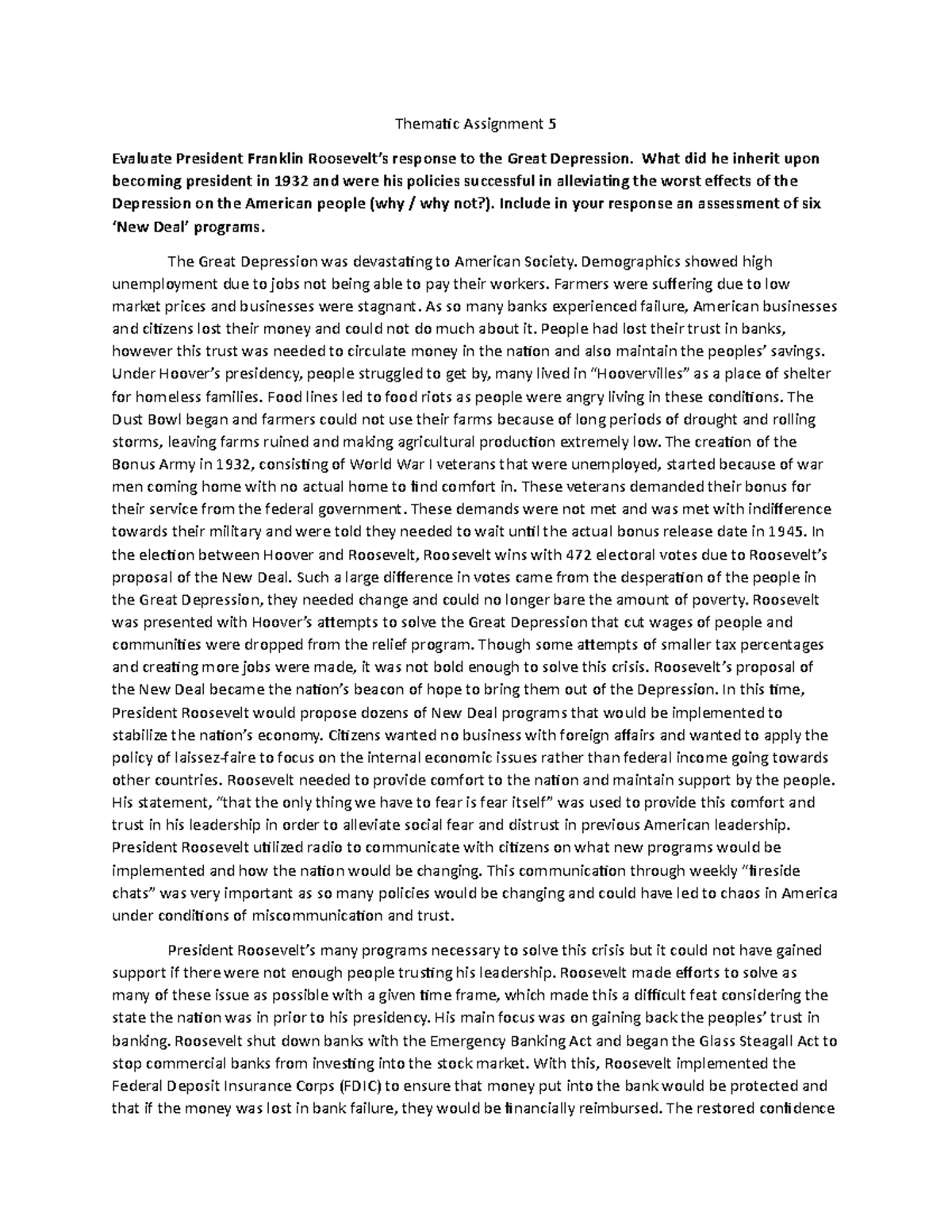 Post-World War One Policies - Thematic Assignment 5 Evaluate President ...