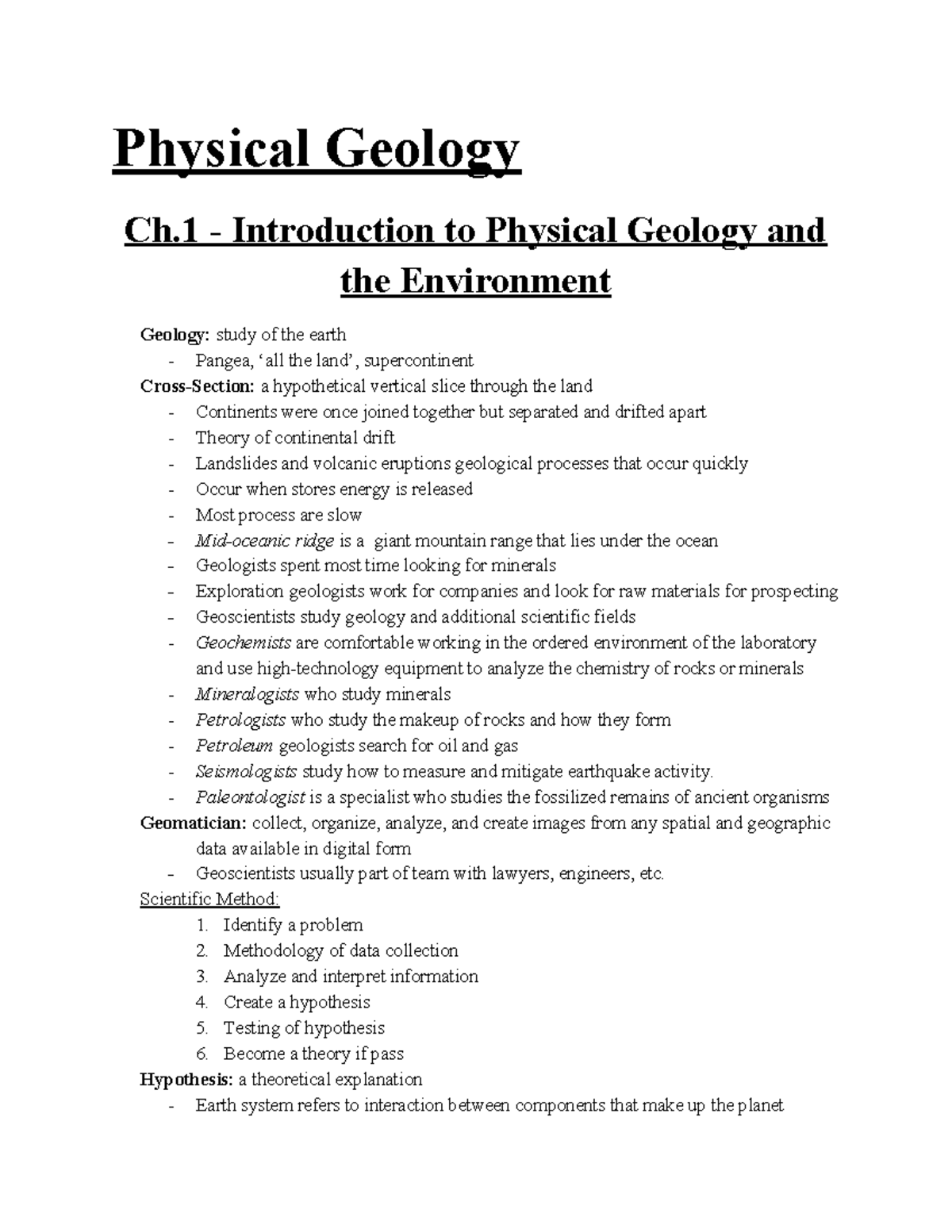 Intro Planet Earth 1 - note taking - Physical Geology Ch - Introduction ...